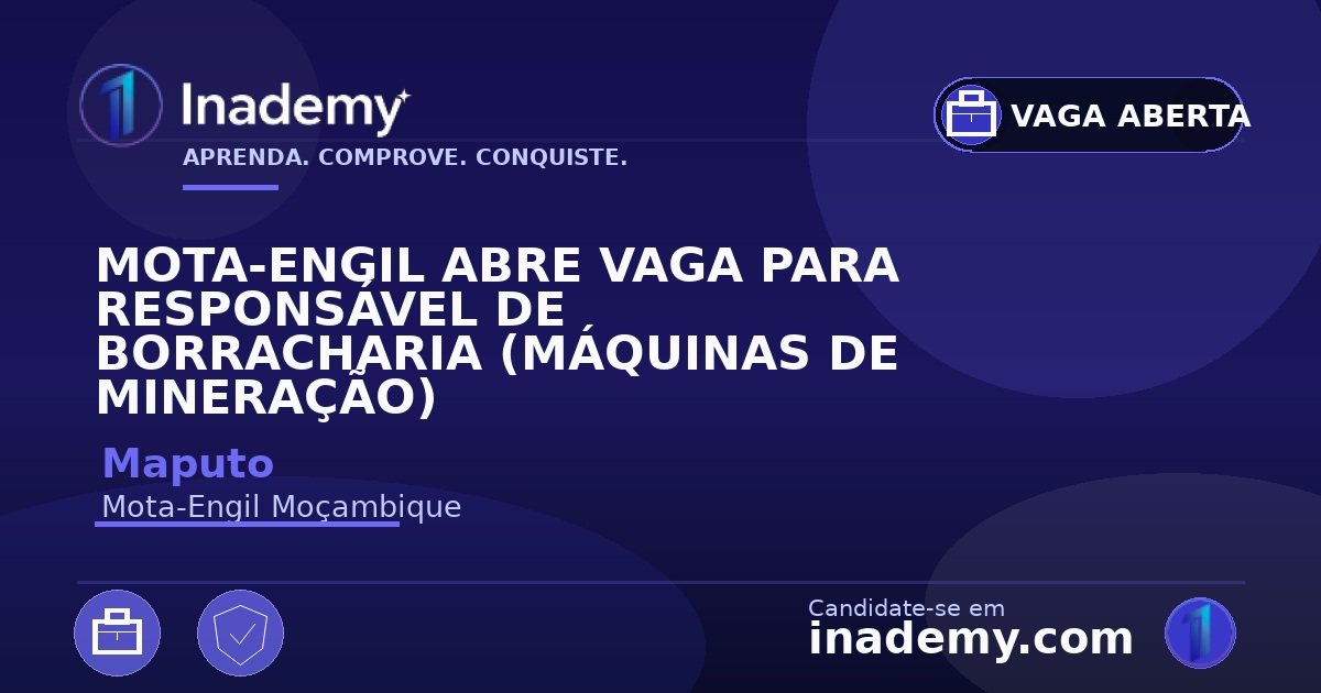 Vagas na Mota-Engil Moçambique: Responsável de Borracharia (Tete)